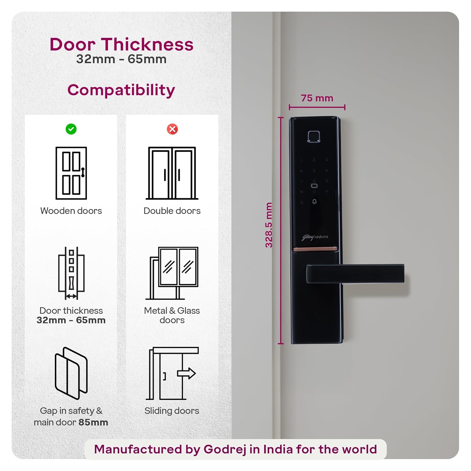 Godrej Locks Godrej Digital Lock I Advantis GSL D1 Lock for Main Door I ...